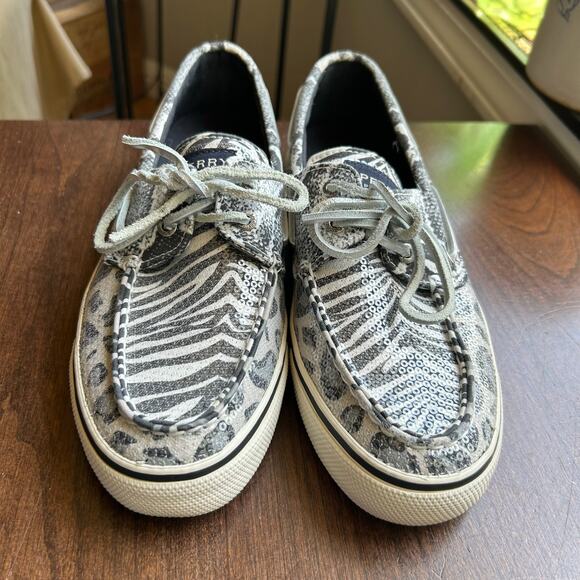 Sperry | Shoes | Sperry Shoes Women Sz 8 Sequin Top Sider Zebra Animal ...